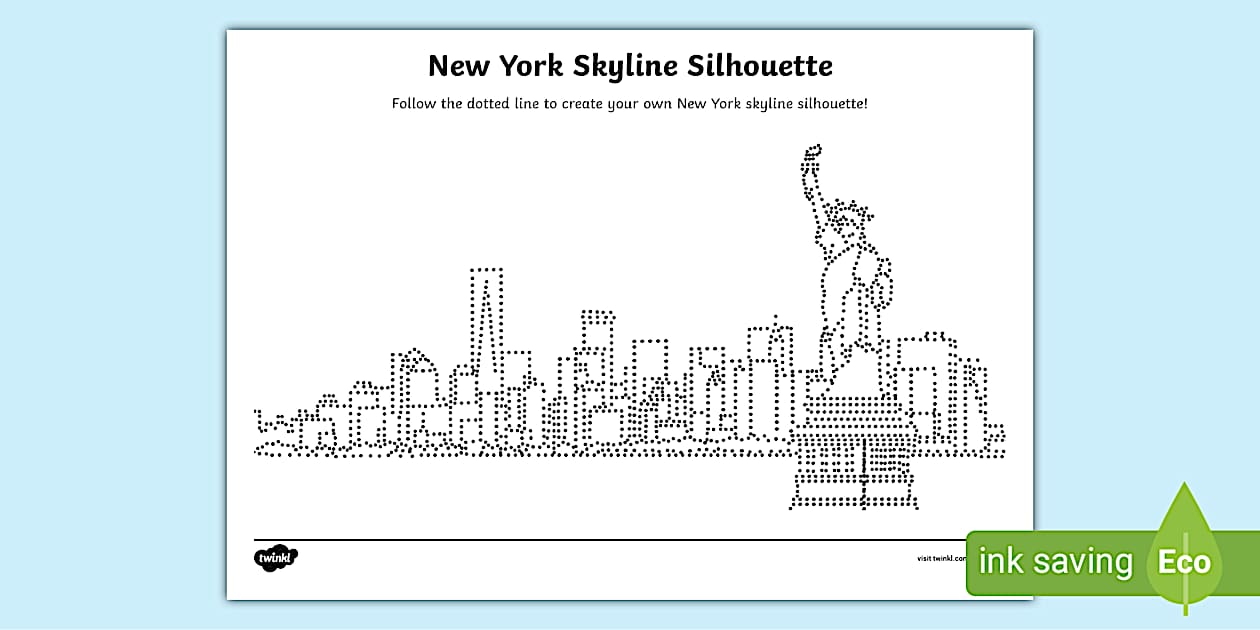New York Skyline Silhouette Drawing Activity