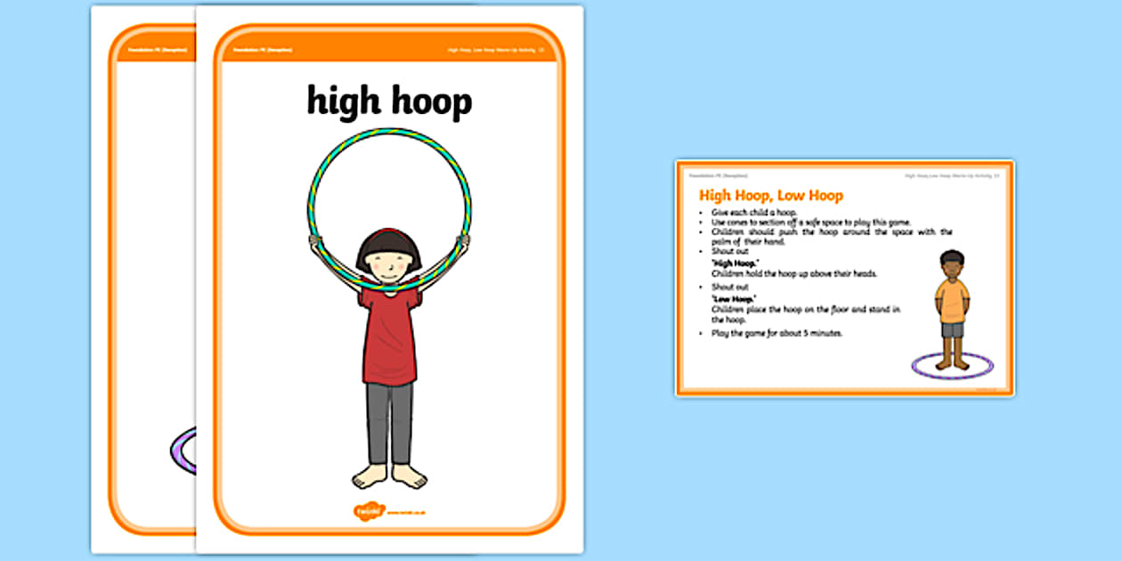High Hoop Low Hoop Warm-Up Activity Card (teacher made)