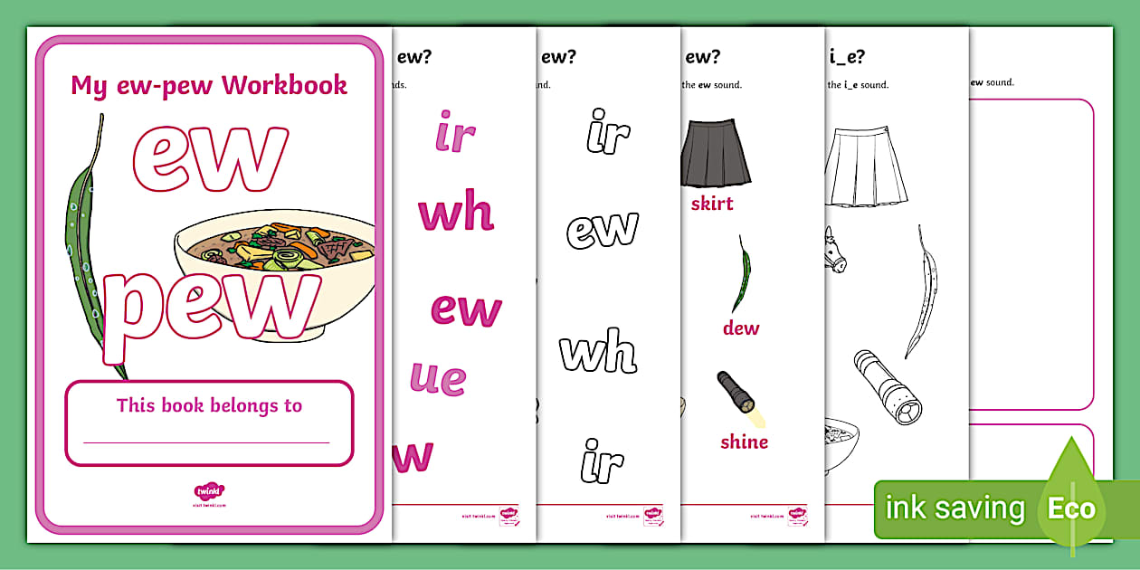 Phase 5 ew pew Grapheme Workbook - Twinkl