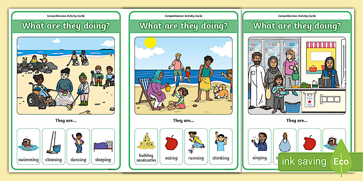 EYFS What are they doing? Comprehension Cards (teacher made)