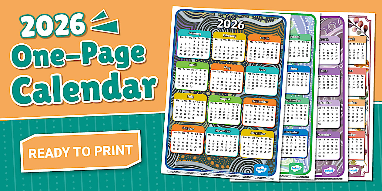 2026 One-Page Calendar