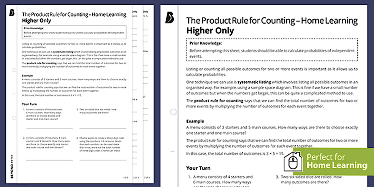 👉 The Product Rule for Counting - Home Learning | GCSE Maths