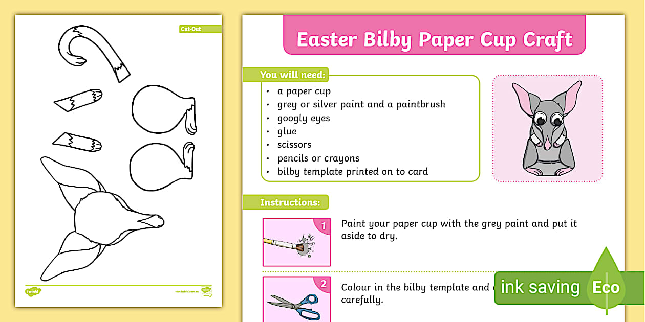 Easter Bilby Paper Cup Craft (teacher made) - Twinkl