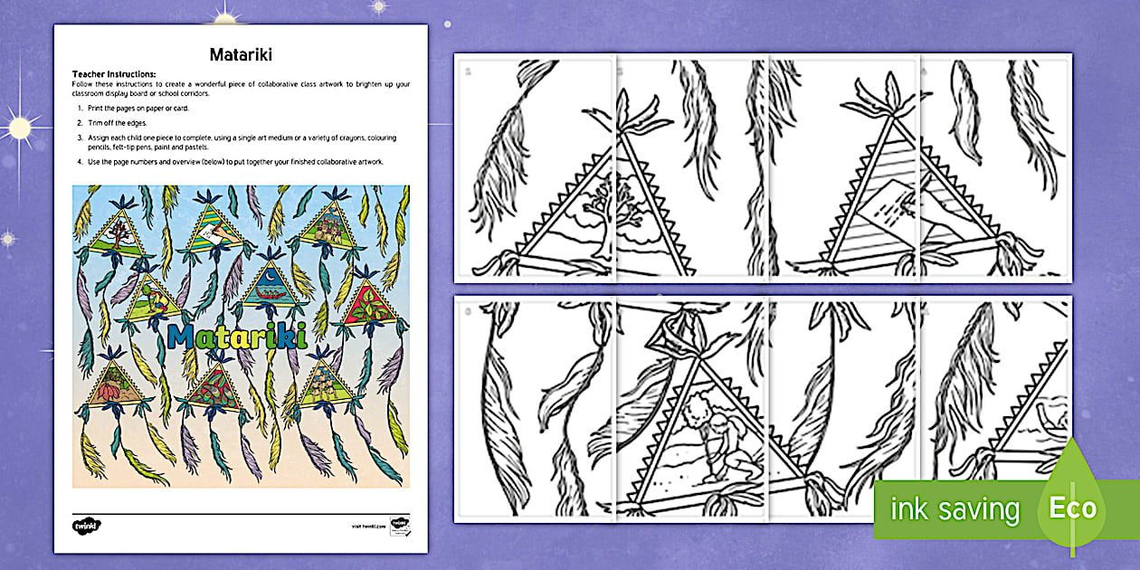 Matariki Art Ideas Activity Sheet (teacher made) - Twinkl