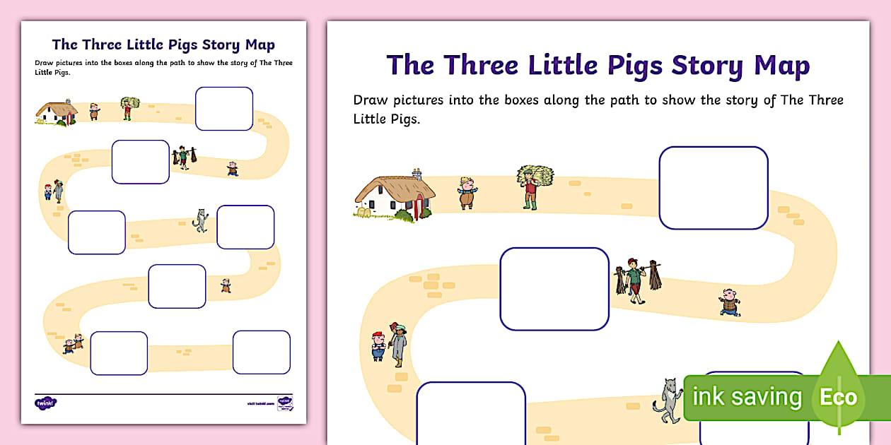 Story Map of The Three Little Pigs | Twinkl | EYFS | Stories
