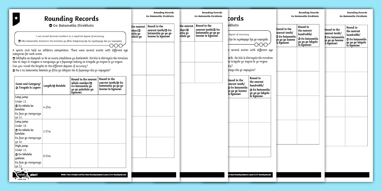 Rounding Decimals Mathletics Worksheets – Sepedi - Twinkl