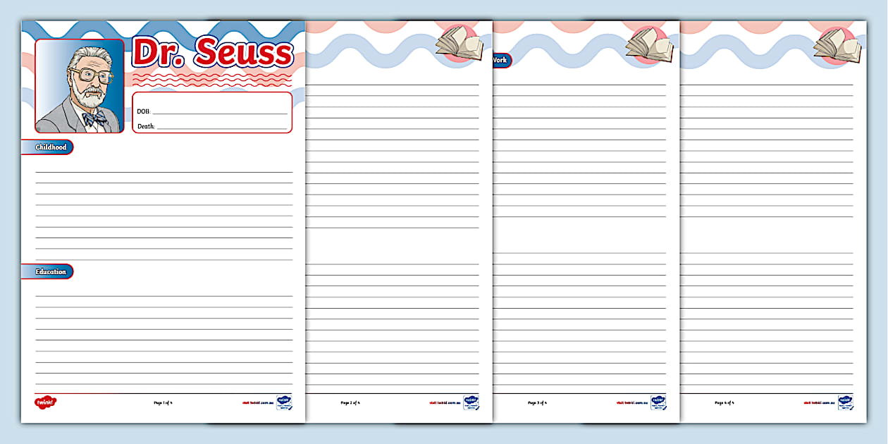 Dr. Seuss Fact File Template (teacher made) - Twinkl