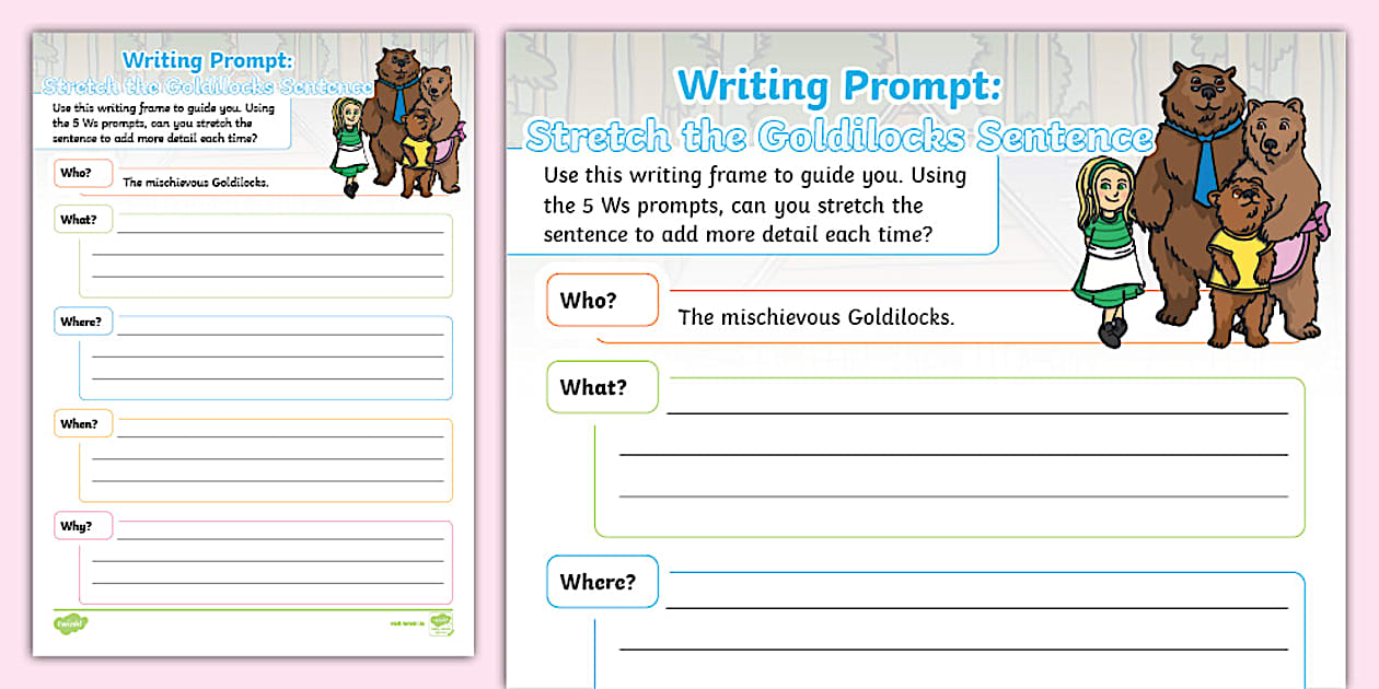 Writing Prompt: Stretch the Goldilocks Sentence - Twinkl