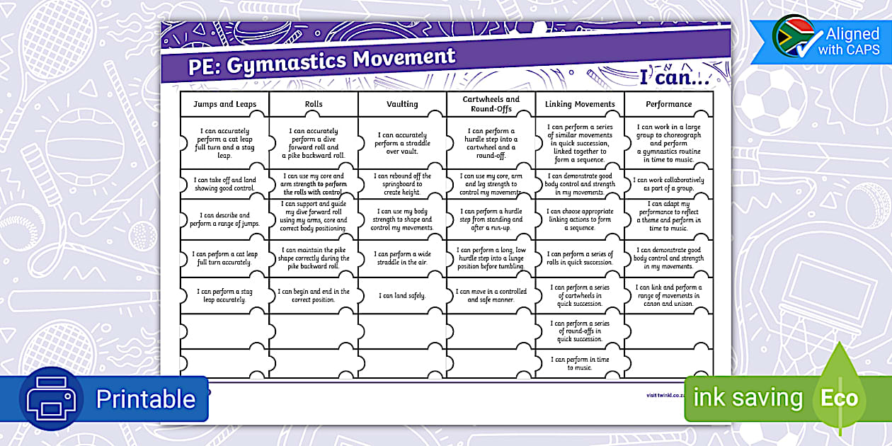 Grade 6 Physical Fitness Gymnastics Movement Lesson Jigsaw