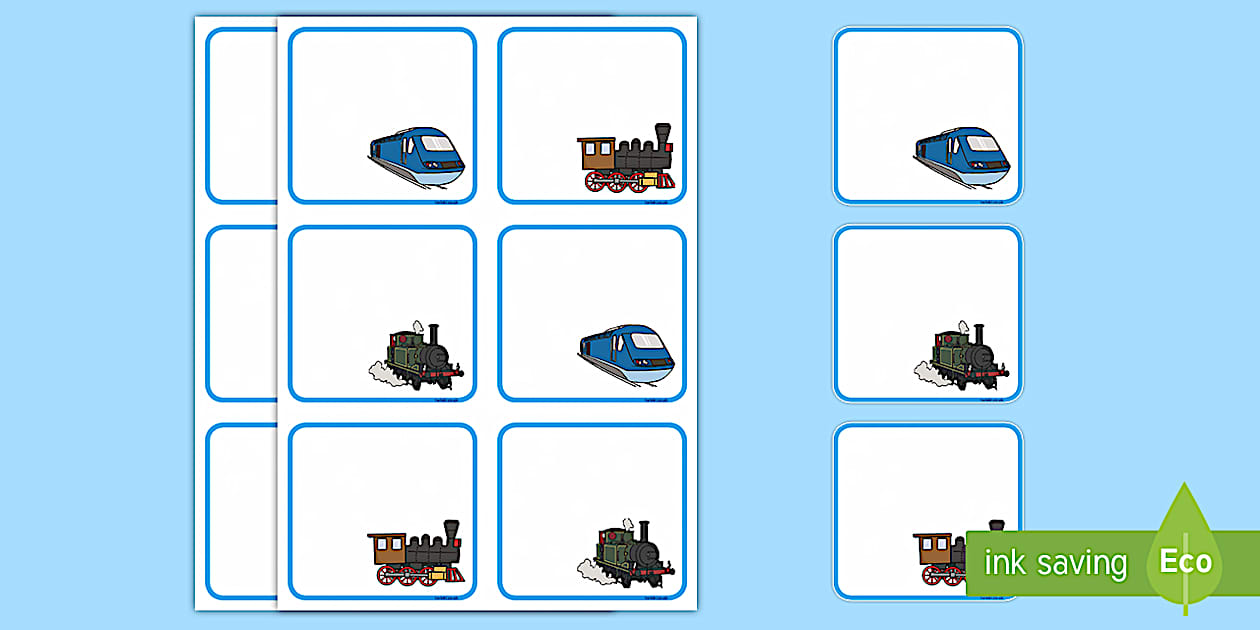 Train Themed Square Peg Labels - Twinkl