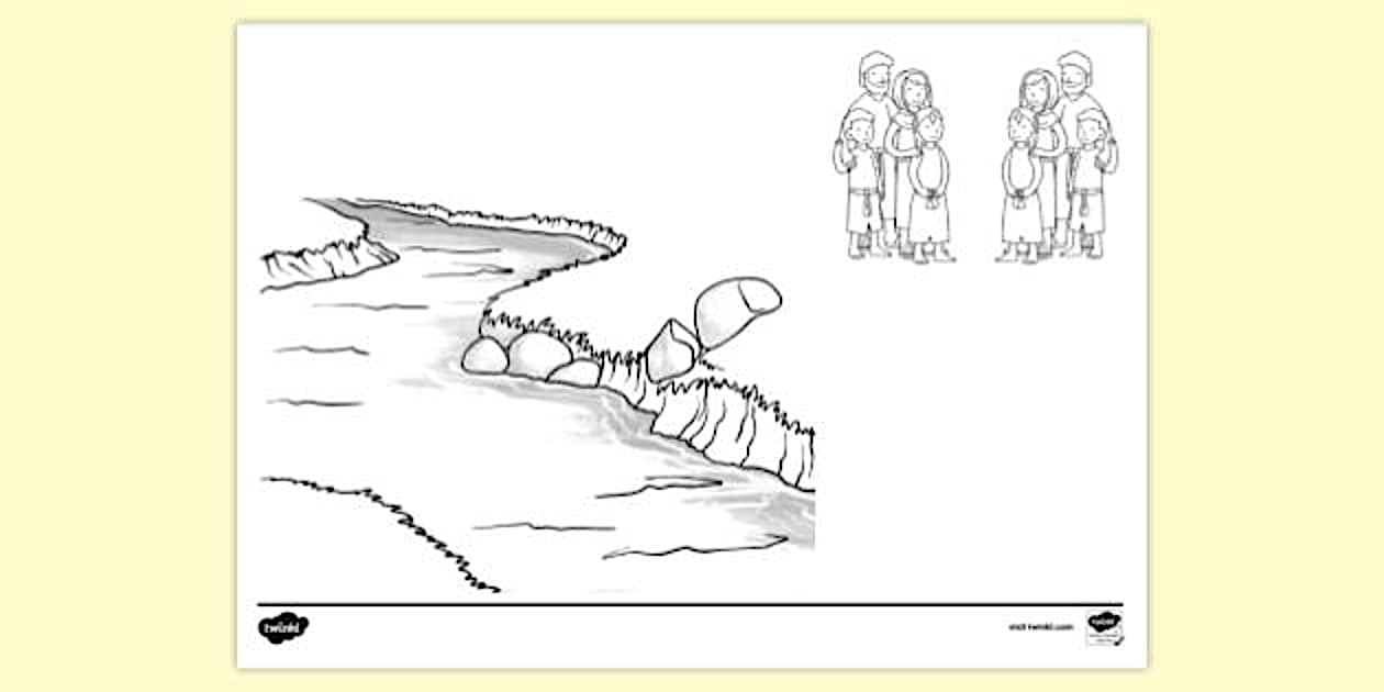 Israelites Cross The Jordan River Colouring Sheet - Twinkl