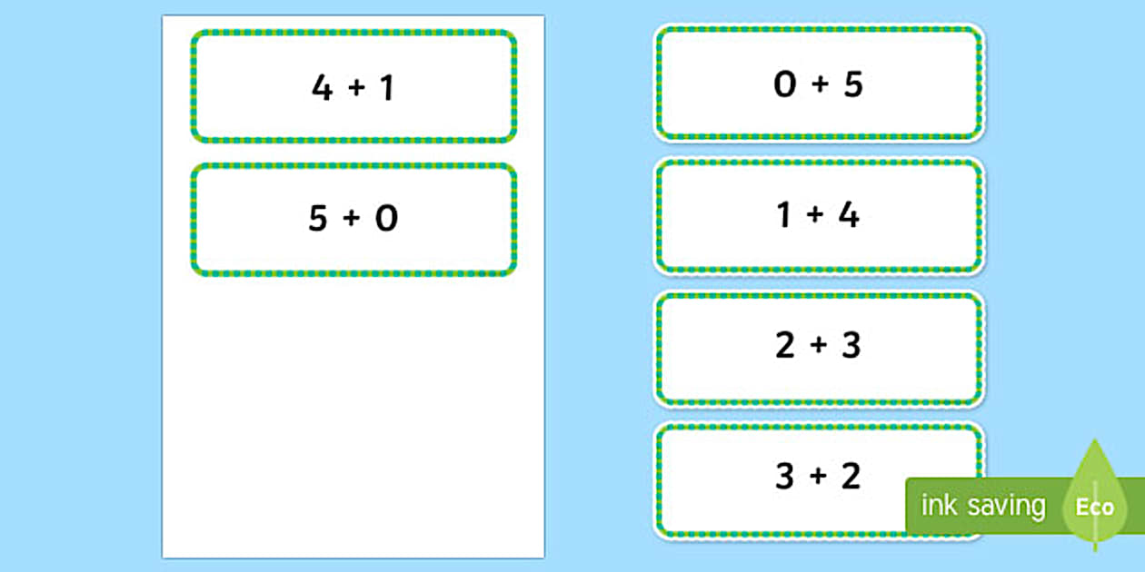 Editable Number Bonds of 5 Number Sentence Cards - Twinkl