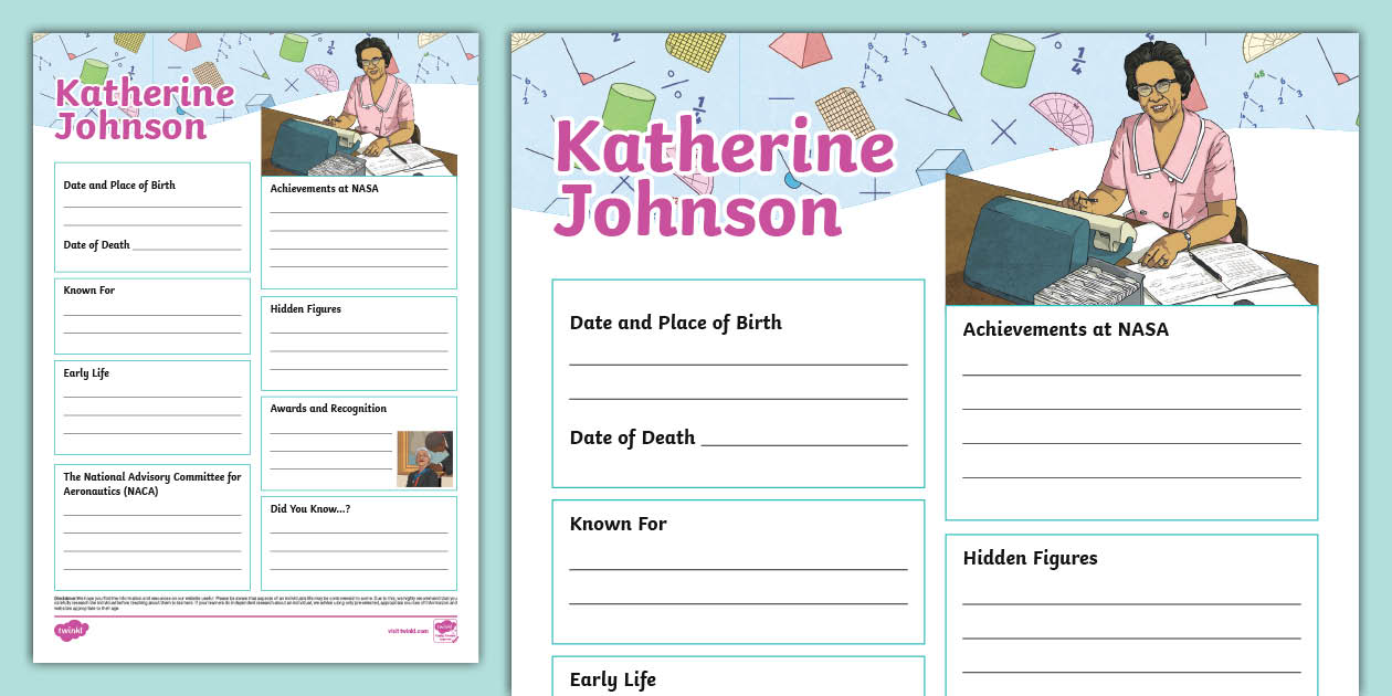 KS2 Katherine Johnson Fact File Template (teacher made)