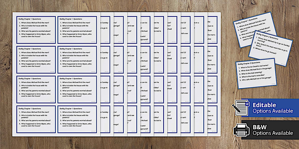 Skellig Chapters 1-10 Question Cards (Hecho por educadores)