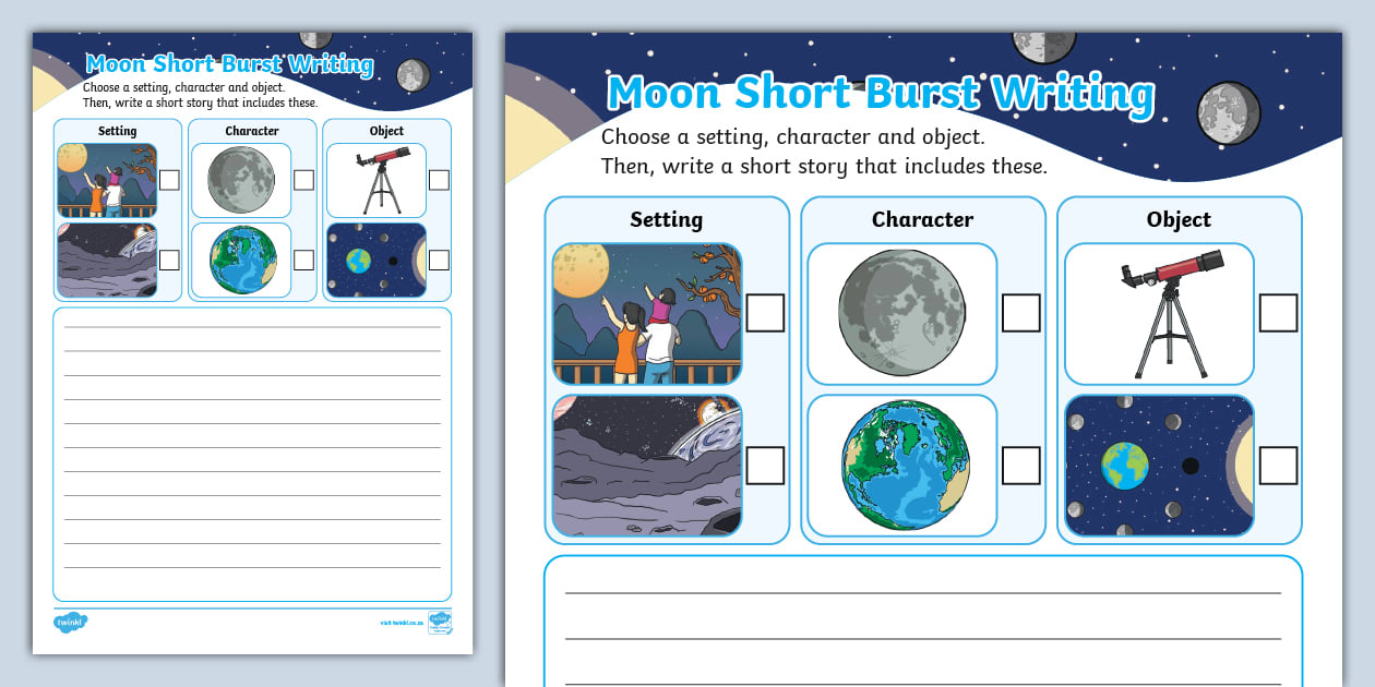 Moon Short Burst Writing Template (teacher made) - Twinkl