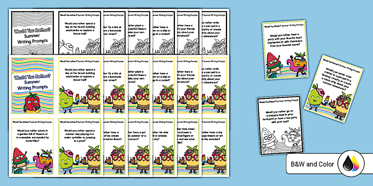 Would You Rather? Summer Writing Prompts for K-2nd Grade