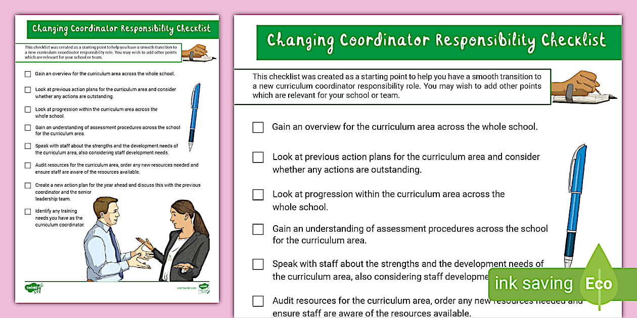 Changing Coordinator Responsibility Checklist (teacher made)