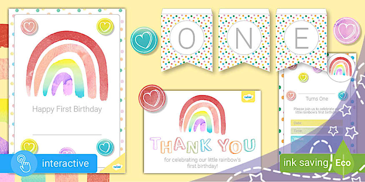 First Birthday Pack - Somewhere Over the Rainbow Theme