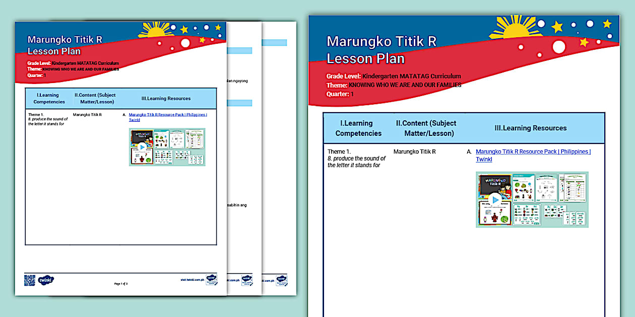 Marungko Titik R Lesson Plan | Philippines | Twinkl - Twinkl