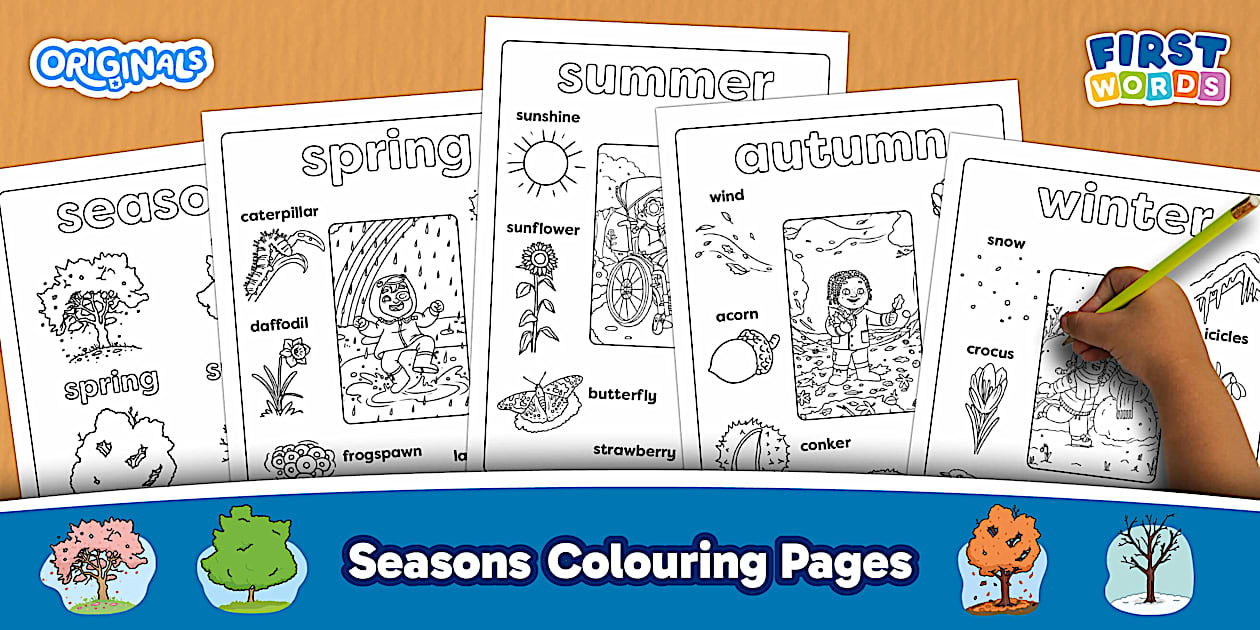 Originals First Words Picture and Word Colouring: Seasons