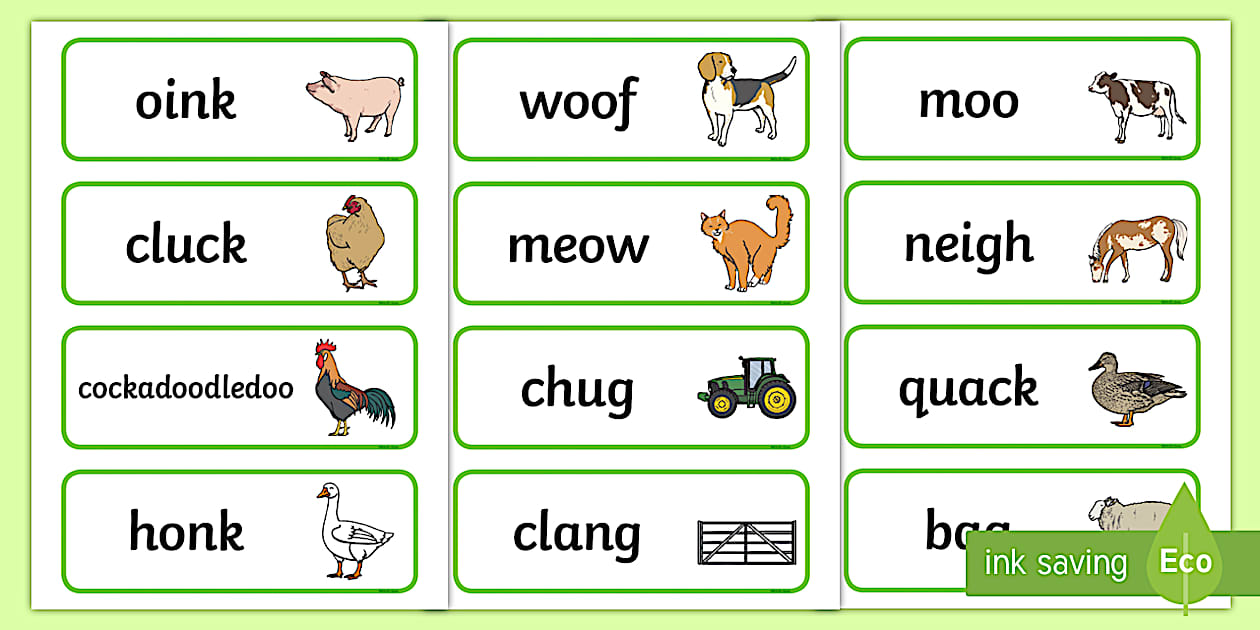 Animal Sounds Word Cards (teacher made) - Twinkl