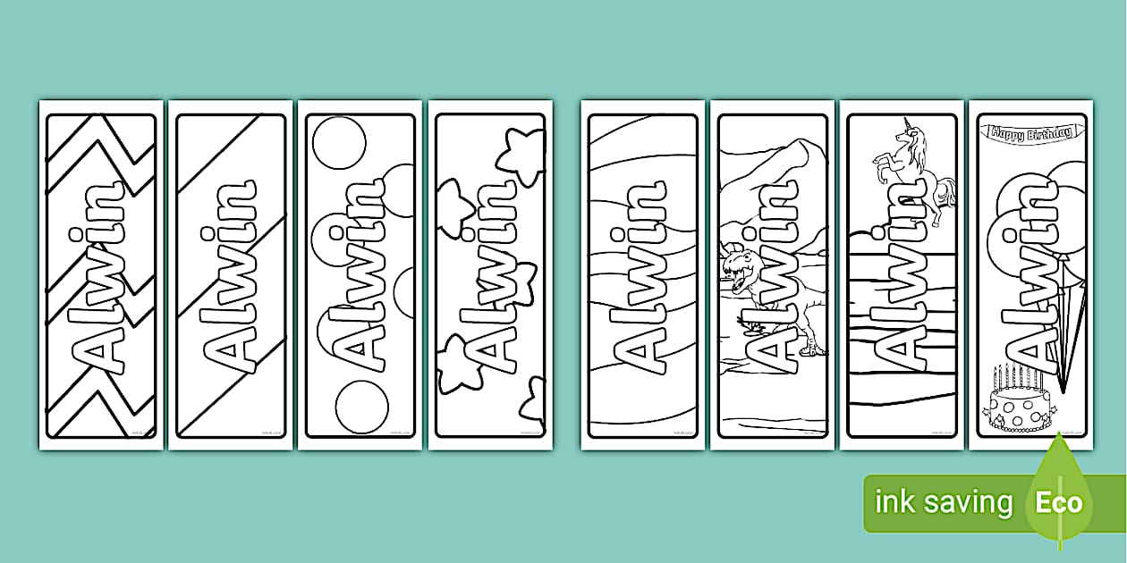 Alwin Name Simple Colouring Bookmarks | Twinkl | KS1