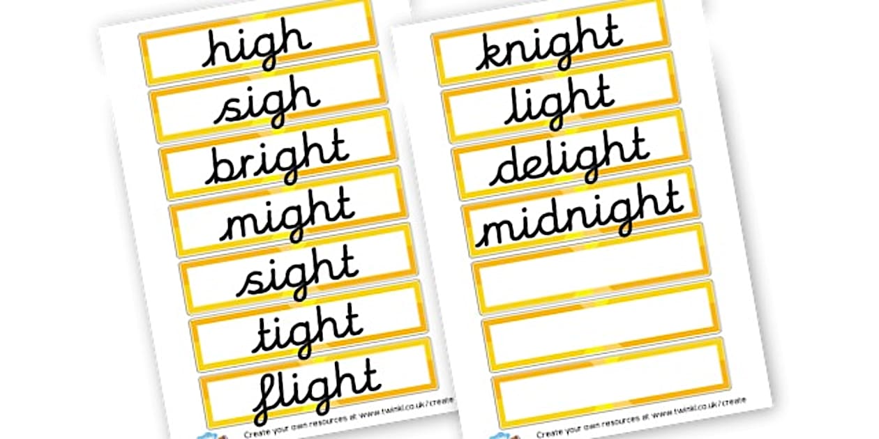 Phonics "igh" Words Cards for Phase 3 Phonics - Twinkl