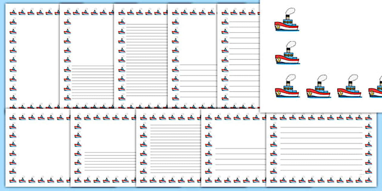 Black and White Steam Boat Themed Page Borders - Twinkl