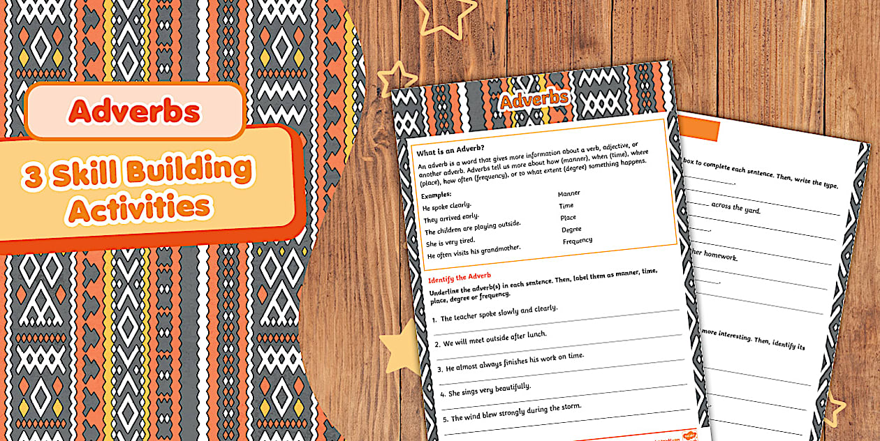 Adverbs Activity Sheet (teacher made) - Twinkl