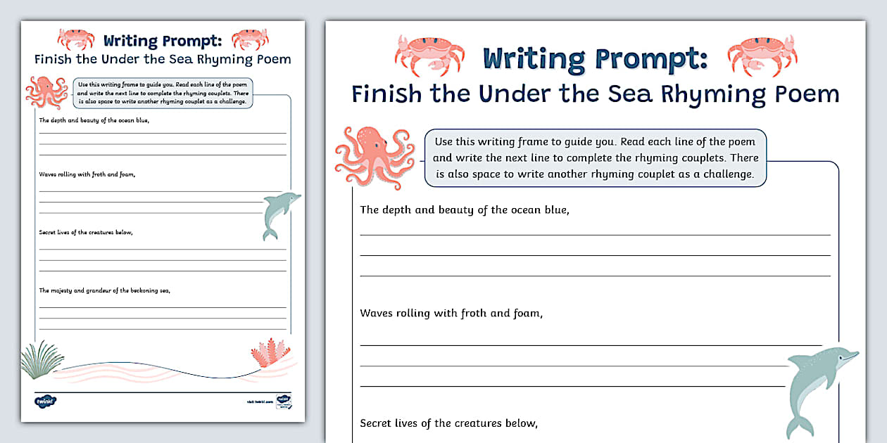 Writing Prompt: Finish the Under the Sea Rhyming Poem