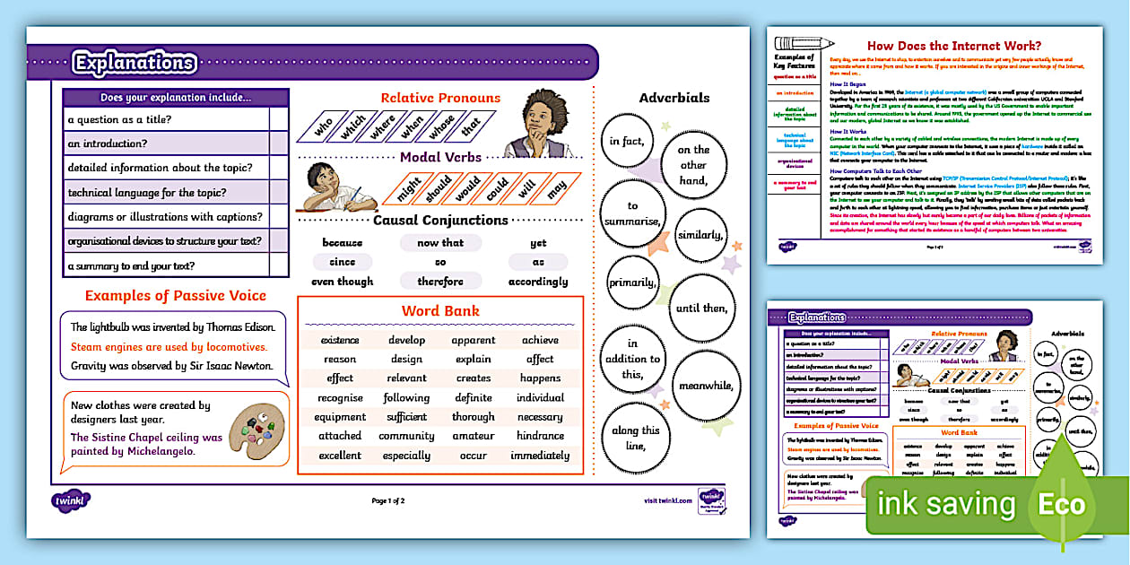 UKS2 Writing: Explanations Knowledge Organiser - Twinkl