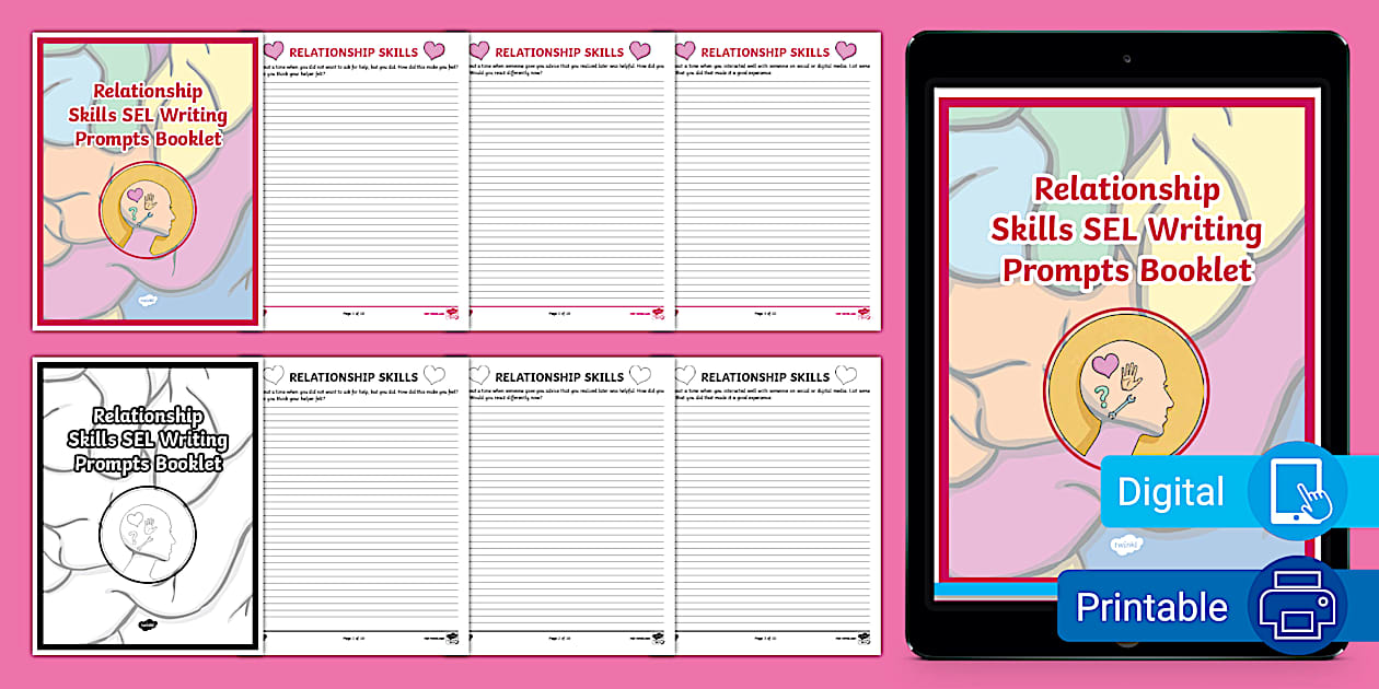 Relationship Skills SEL Writing Prompts Booklet for 6th-8th Grade