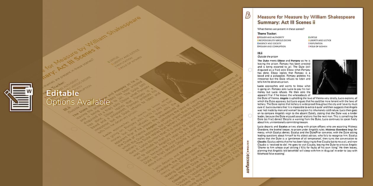 Measure for Measure: Act III Scene ii Summary (teacher made)