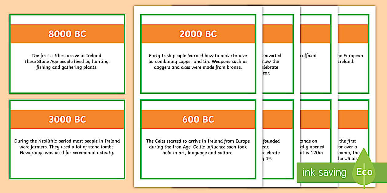 Basic Irish History Timeline Cards (teacher made) - Twinkl