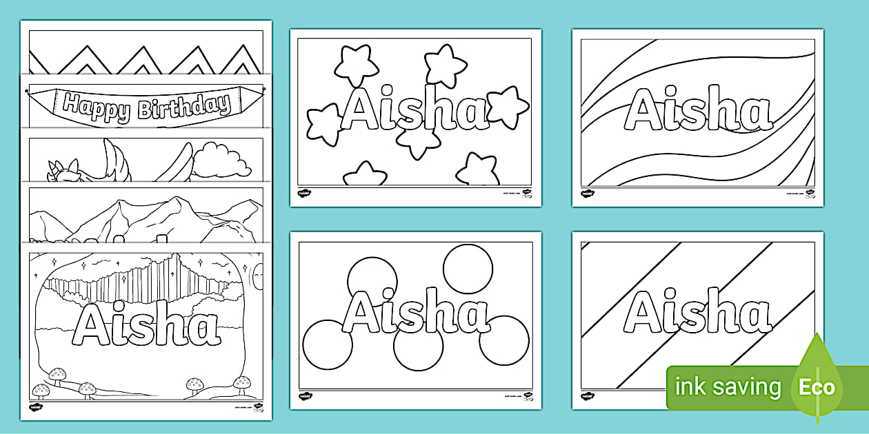 Aisha Name Simple Colouring Activity Sheets | Twinkl | KS1