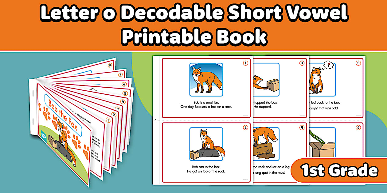 First Grade Letter O Decodable Short Vowel Printable Book