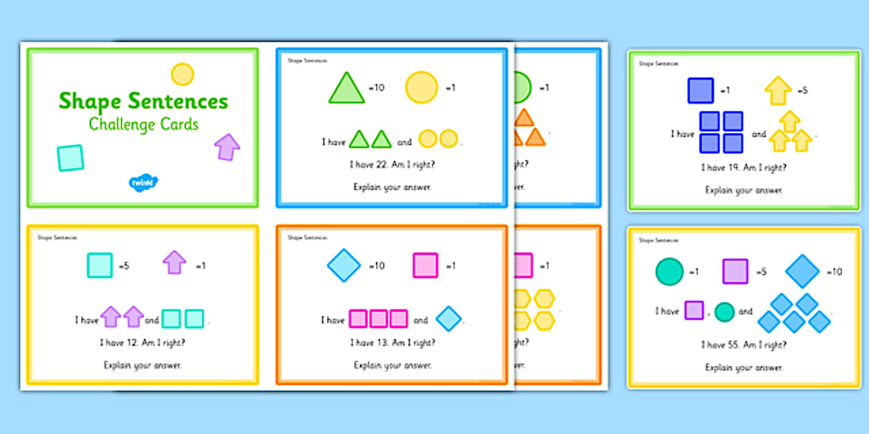 Editable Shape Sentences Challenge Cards - Twinkl