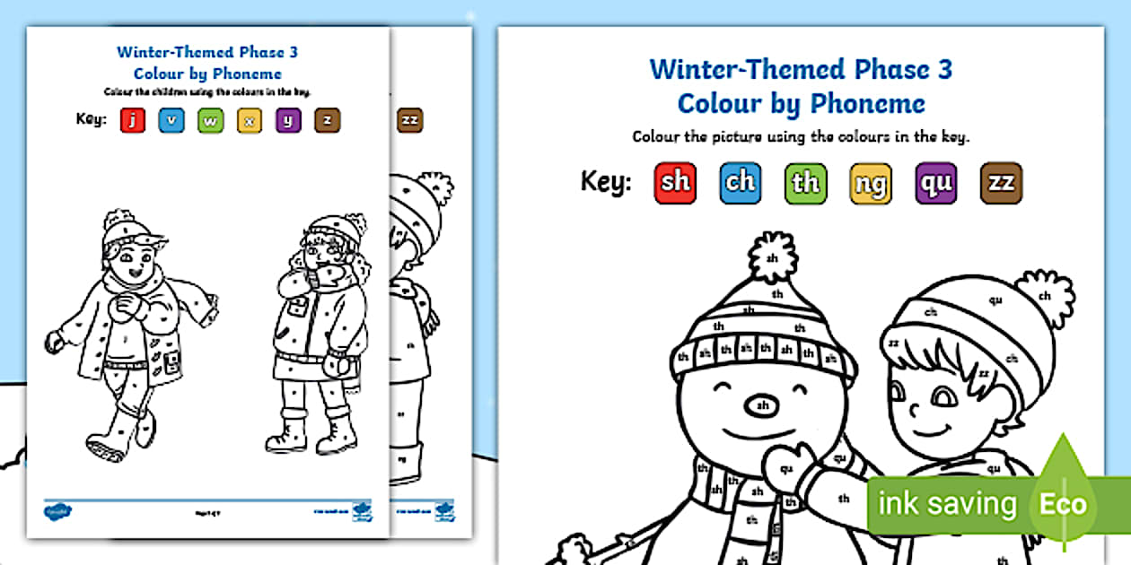 Winter-Themed Colour by Phoneme Activity (teacher made)