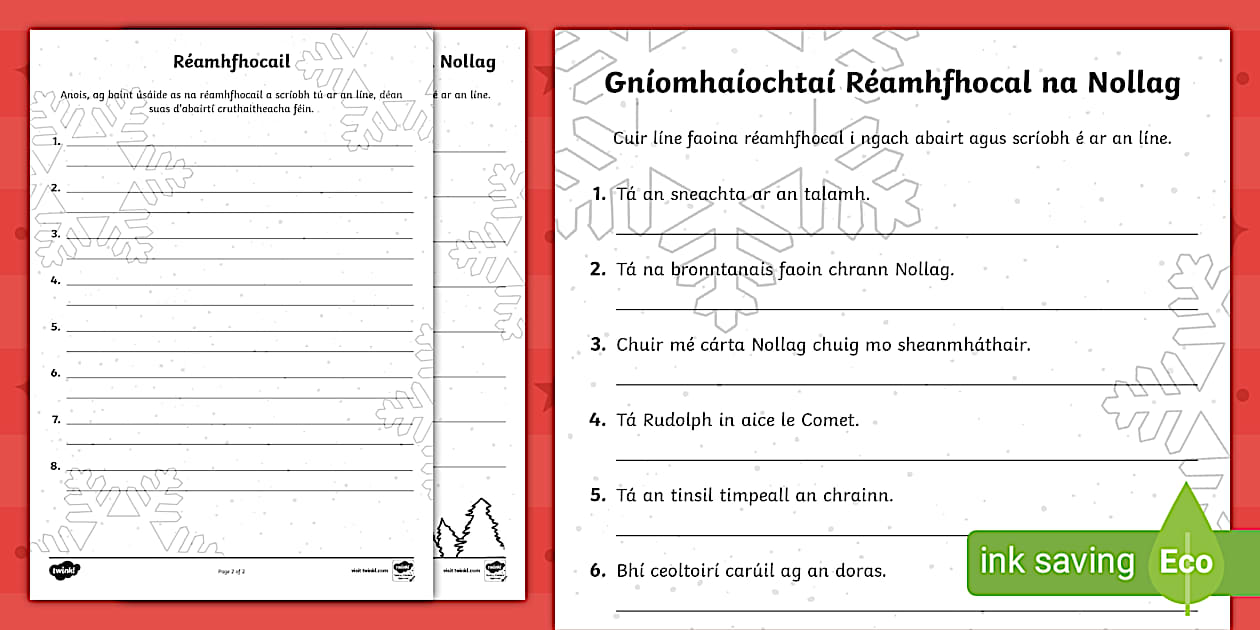 Gníomhaíochtaí Réamhfhocal na Nollag (Teacher-Made)