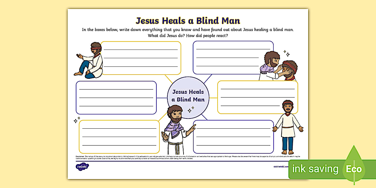 Jesus Heals a Blind Man Mind Map (teacher made) - Twinkl