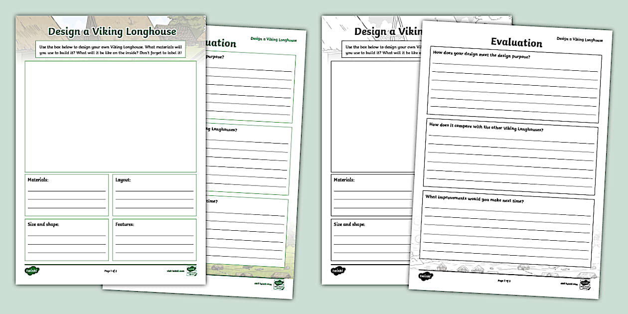 Design a Viking Longhouse Worksheet (teacher made) - Twinkl