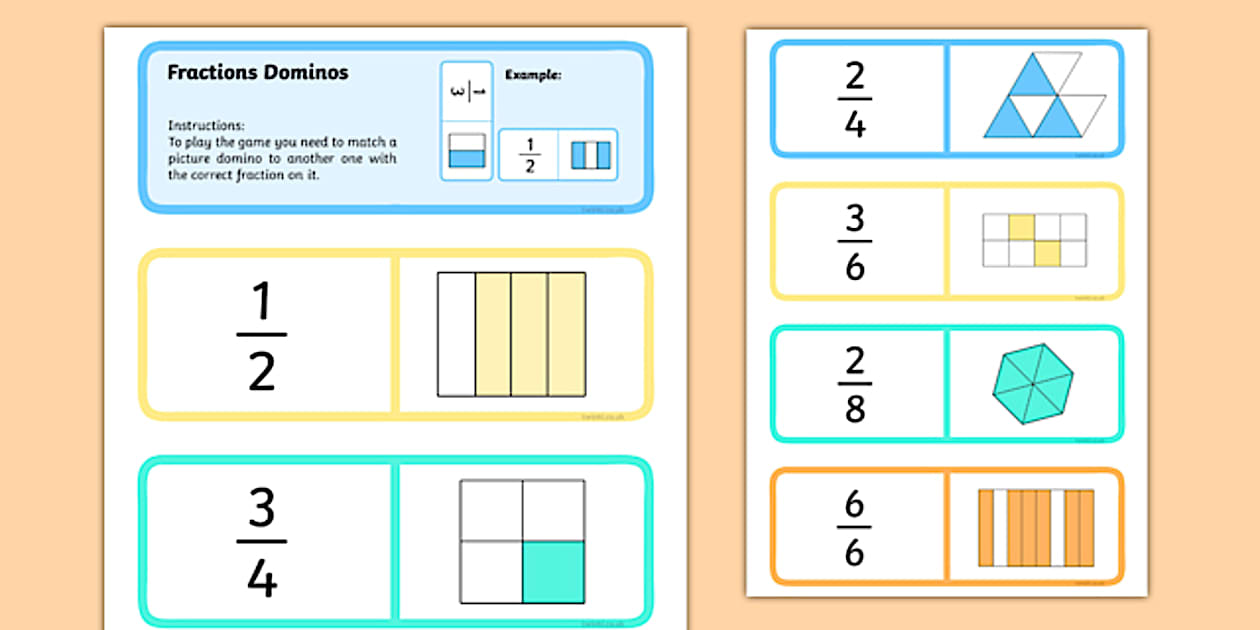 Fraction Dominoes - Halves and Quarters (teacher made)