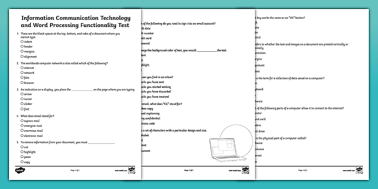 Fourth Grade Information Communication Technology and Word Processing