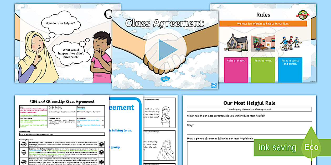 PSHE and Citizenship KS1 Class Agreement Lesson Pack