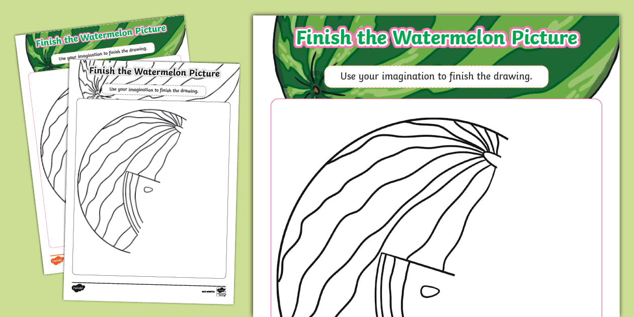 Finish the Watermelon Picture Worksheet - Twinkl