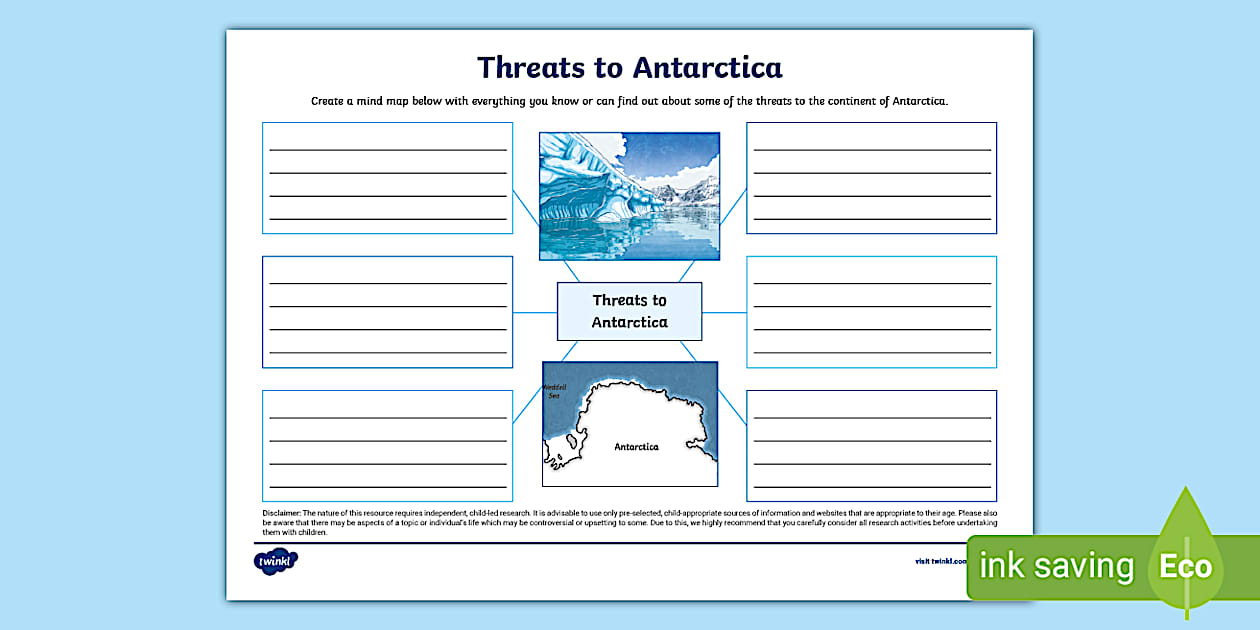 Threats to Antarctica Mind Map (Teacher-Made) - Twinkl