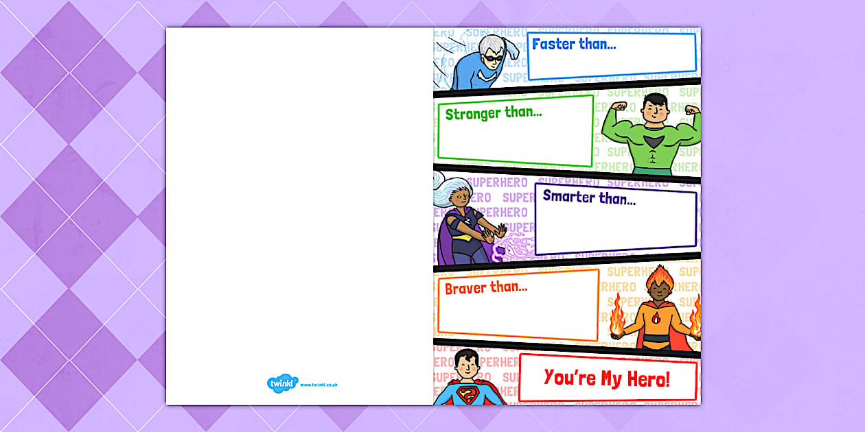 Father's Day Superheroes Card (teacher made) - Twinkl