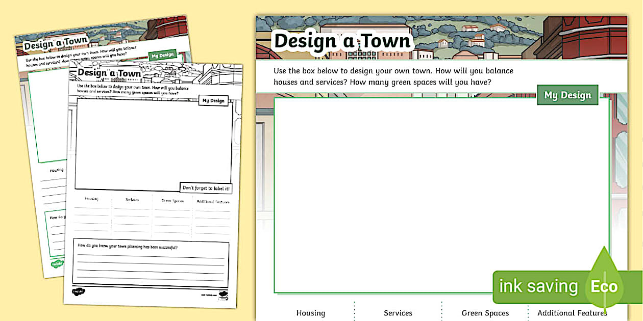 Design a Town Worksheet (Teacher-Made) - Twinkl