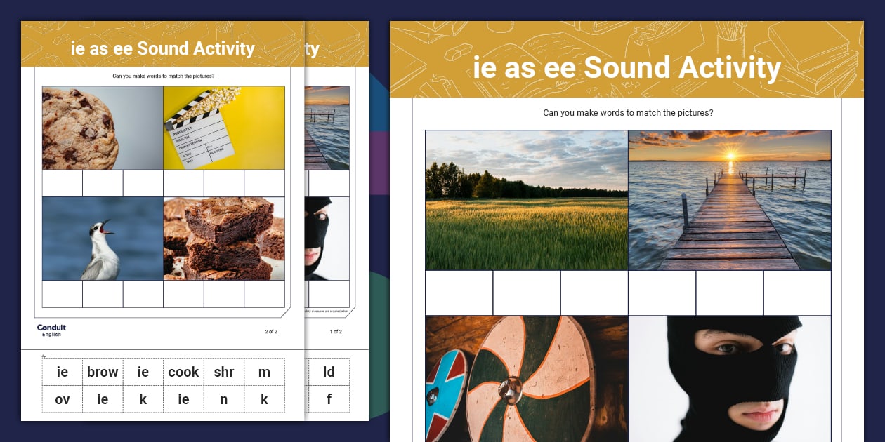 Reinforcing Sounds: 'ie' as 'ee' Cut and Stick Activity