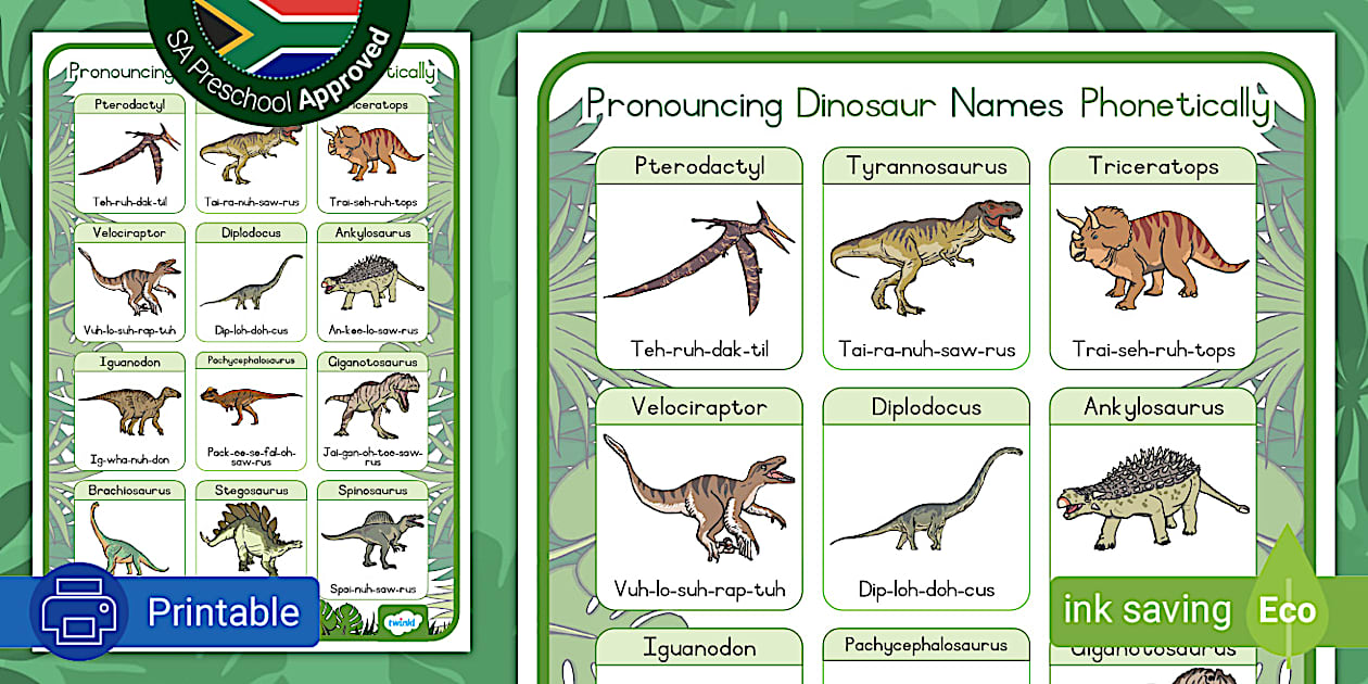 Pronouncing Dinosaur Names - Twinkl South Africa - Twinkl